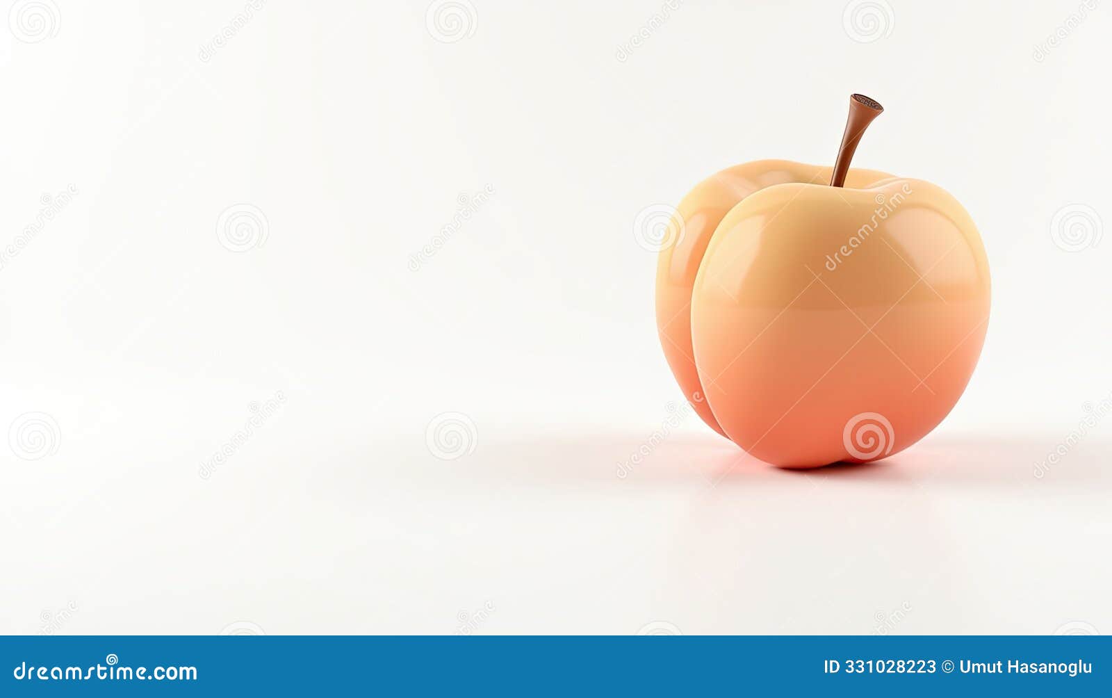 Minimalist Image of a Shiny, Smooth, Peach-colored Apple Against a ...