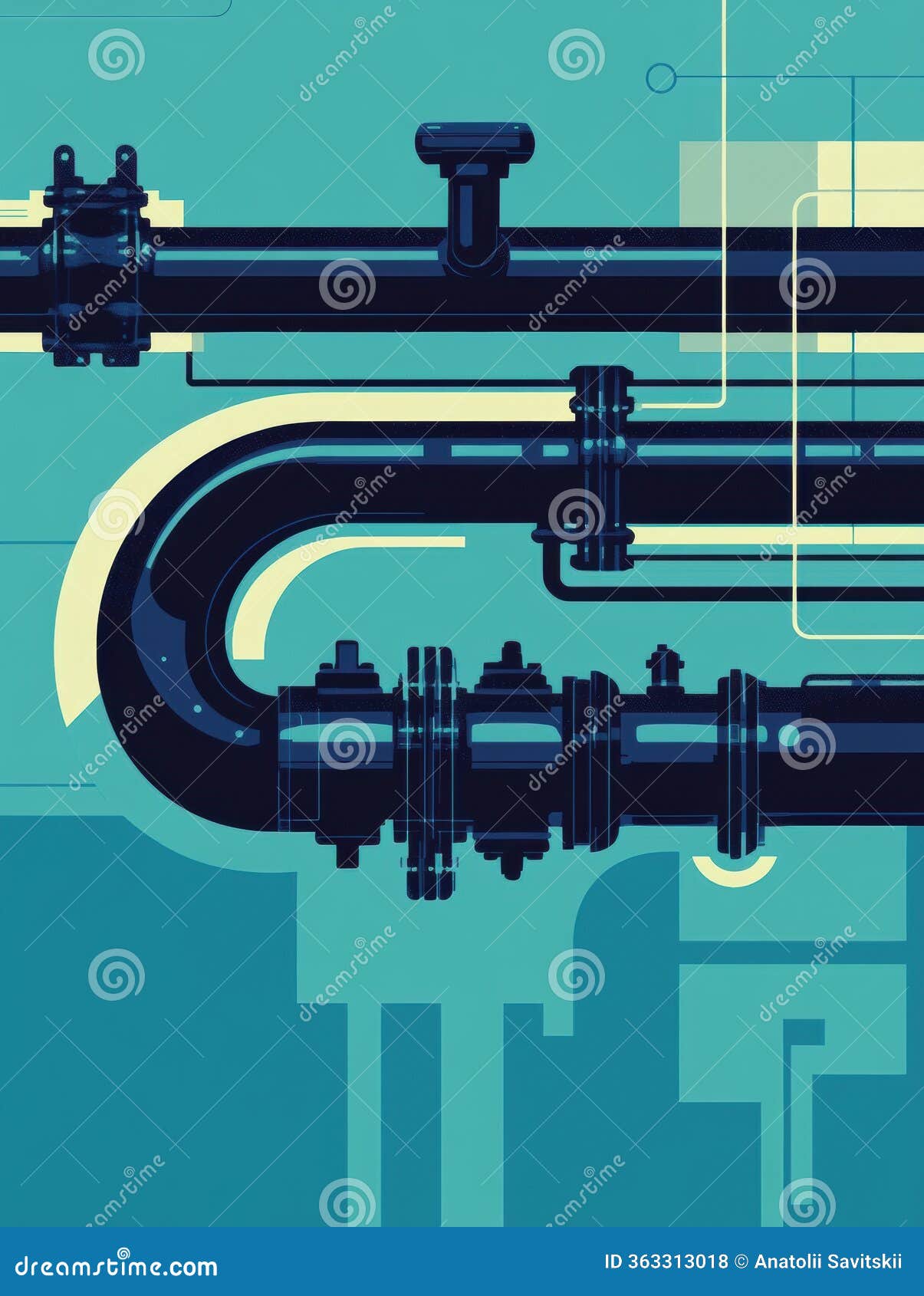 Minimalist Infographic Showcasing Gas Pipeline Flow in an Abstract ...