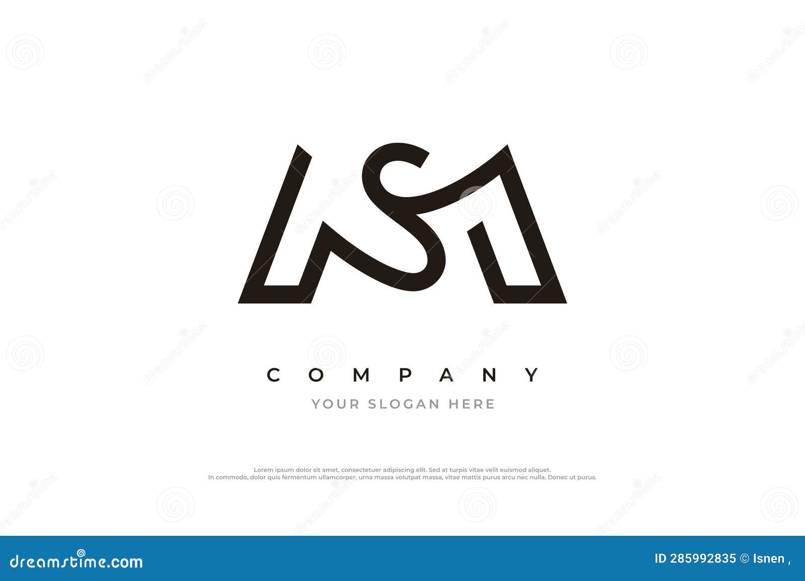 Minimalist Initial Letter MS Logo Or SM Logo Design Cartoon Vector ...
