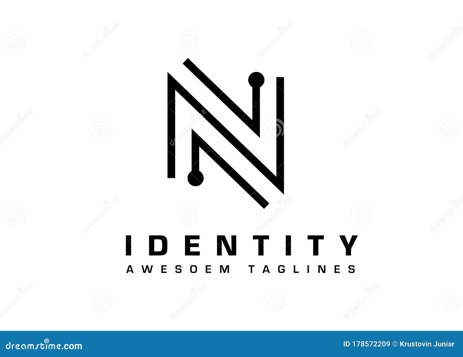 Minimalist Initial Letter N Digital Tech Logo Stock Vector ...