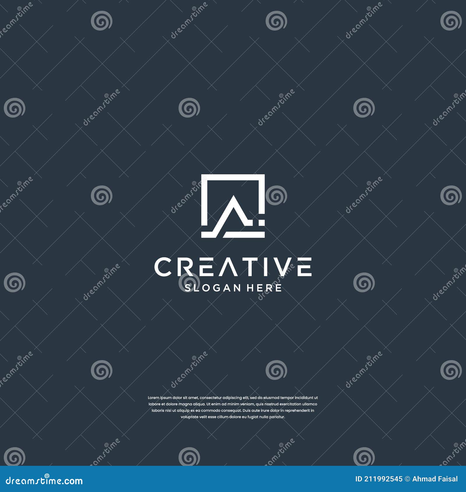 Minimalist Initials a with Square Logo Design Stock Vector ...