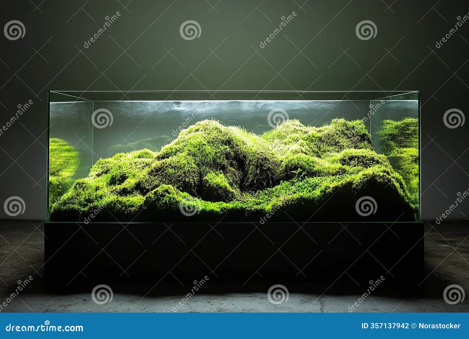 A Minimalist Installation of Glowing Moss in a Dark Terrarium Picture ...