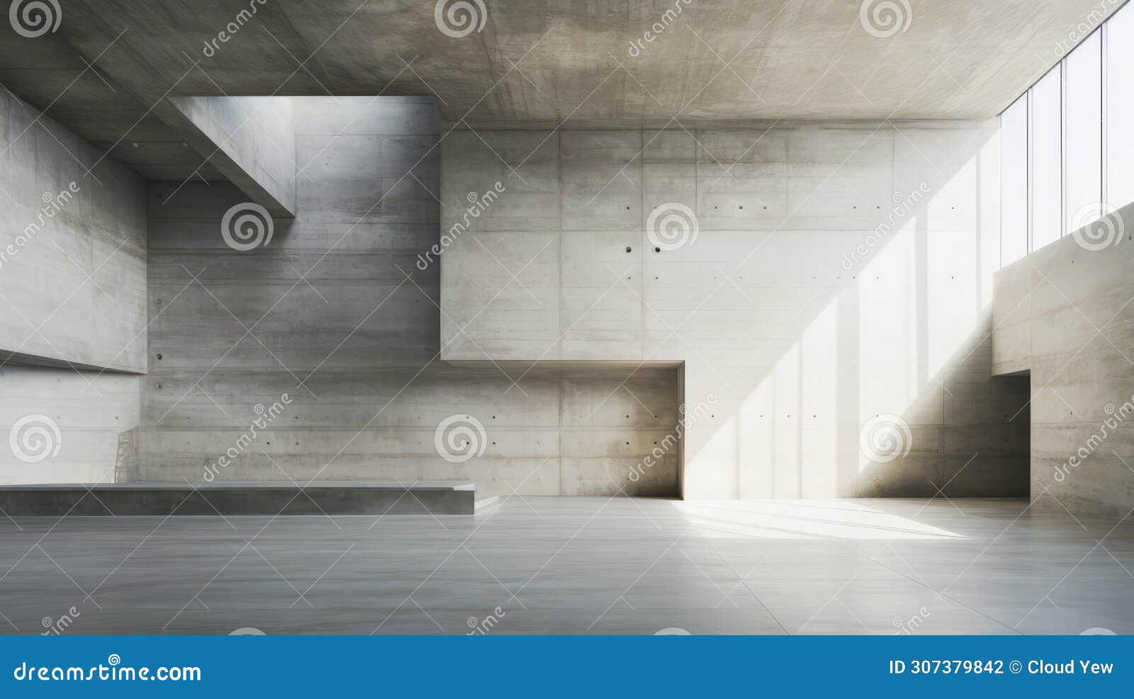 A Minimalist Interior of a Brutalist Concrete Structure Stock ...