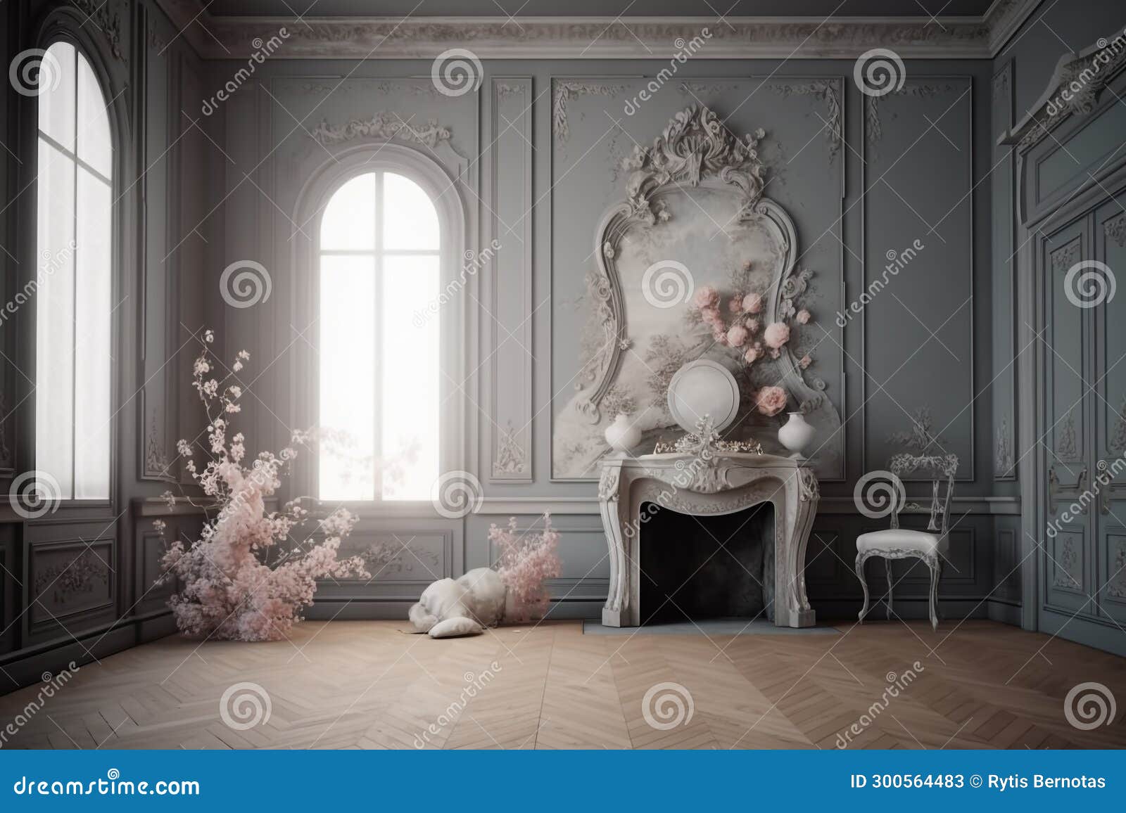 Minimalist Interior Design Background in Rococo Style Stock ...
