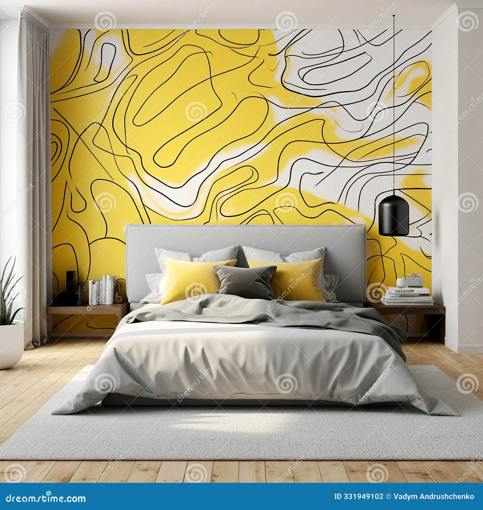 Minimalist Interior Design of Modern Bedroom. AI Stock Illustration ...