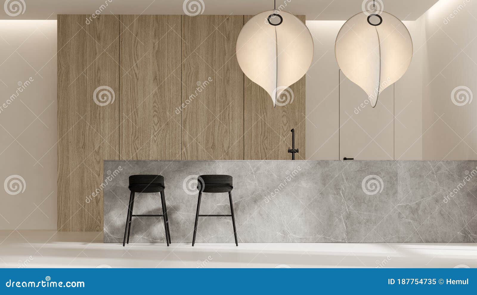 Minimalist Interior of Modern Living Room 3D Rendering Stock ...