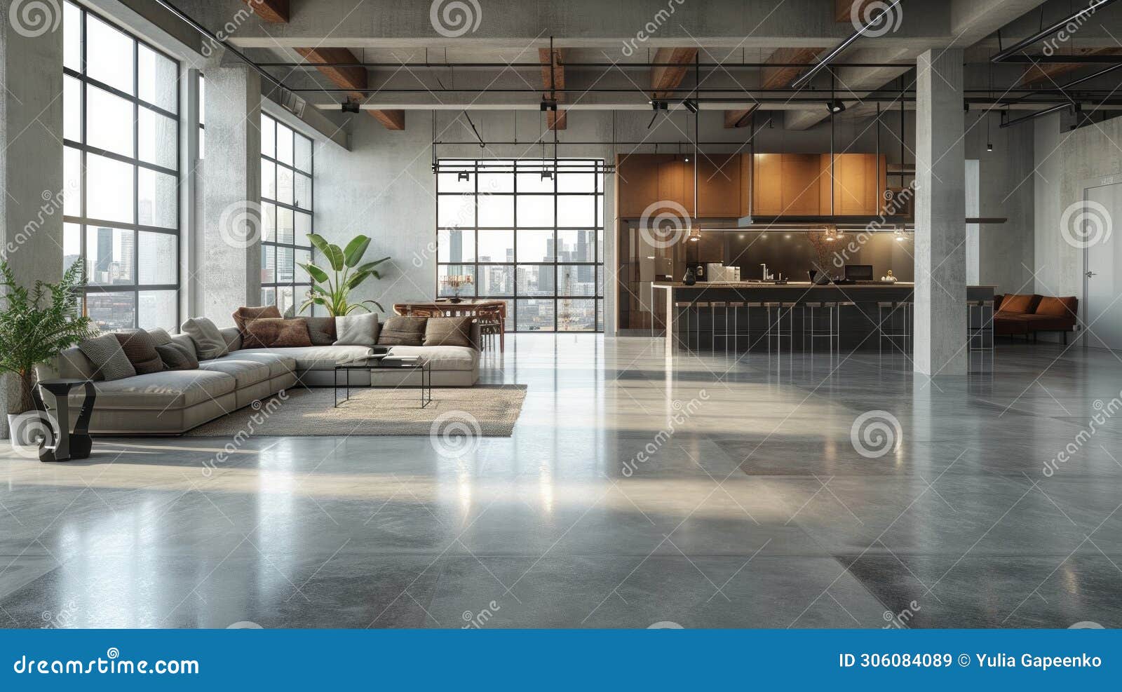 Minimalist Interior of a Spacious, Open-concept Loft, Featuring ...