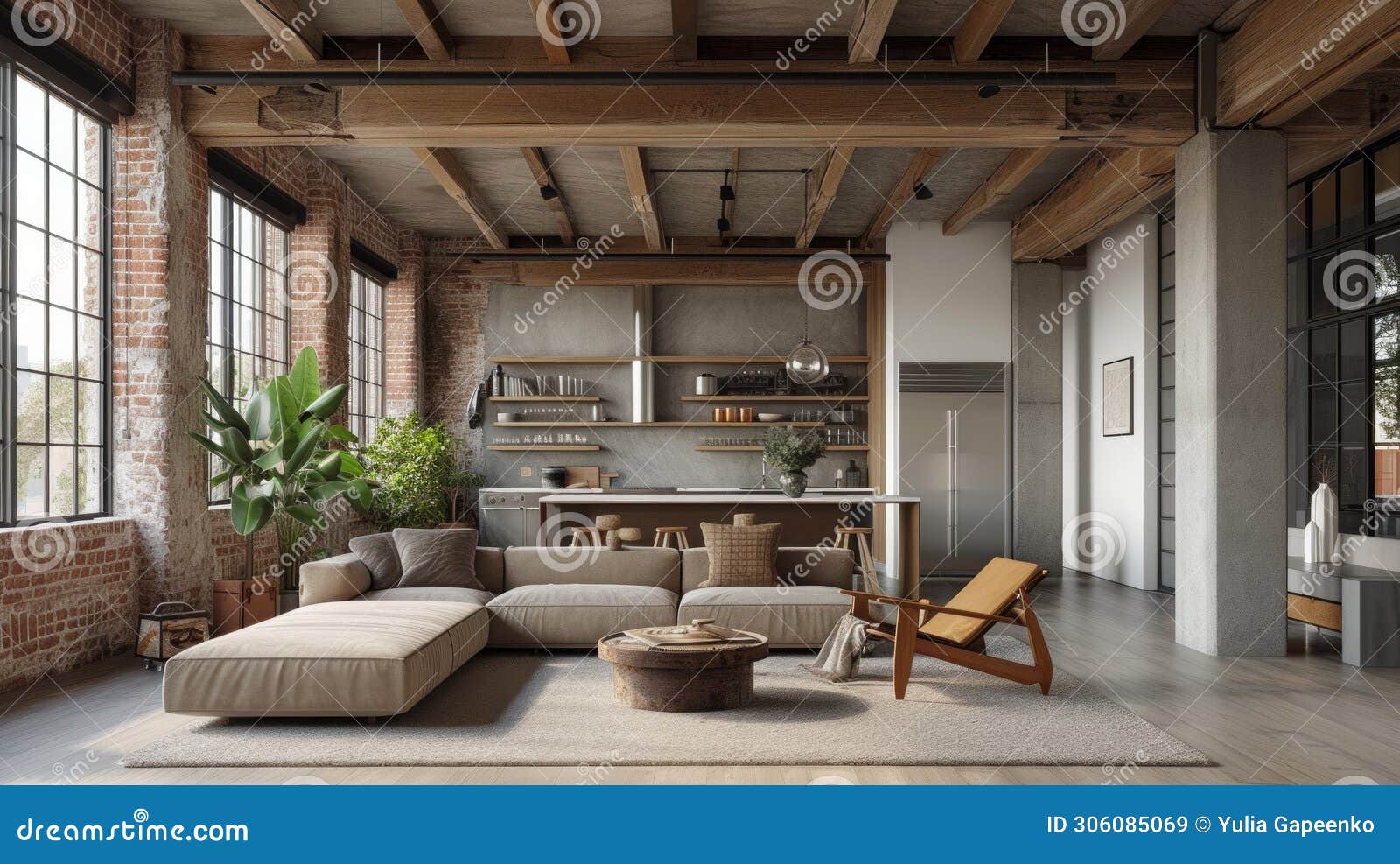 Minimalist Interior of a Spacious, Open-concept Loft, Featuring ...