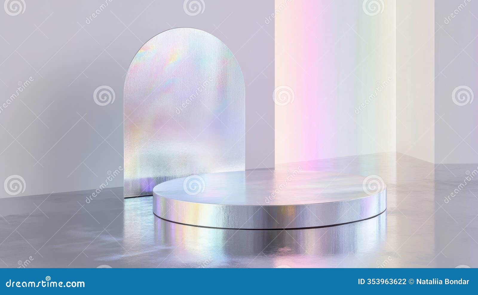Minimalist Iridescent Display Stand with Rainbow Reflection Effect ...