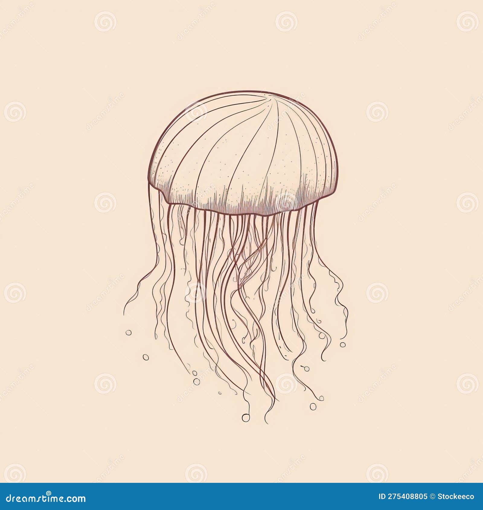 Minimalist Jellyfish Illustration Stock Illustration - Illustration of ...