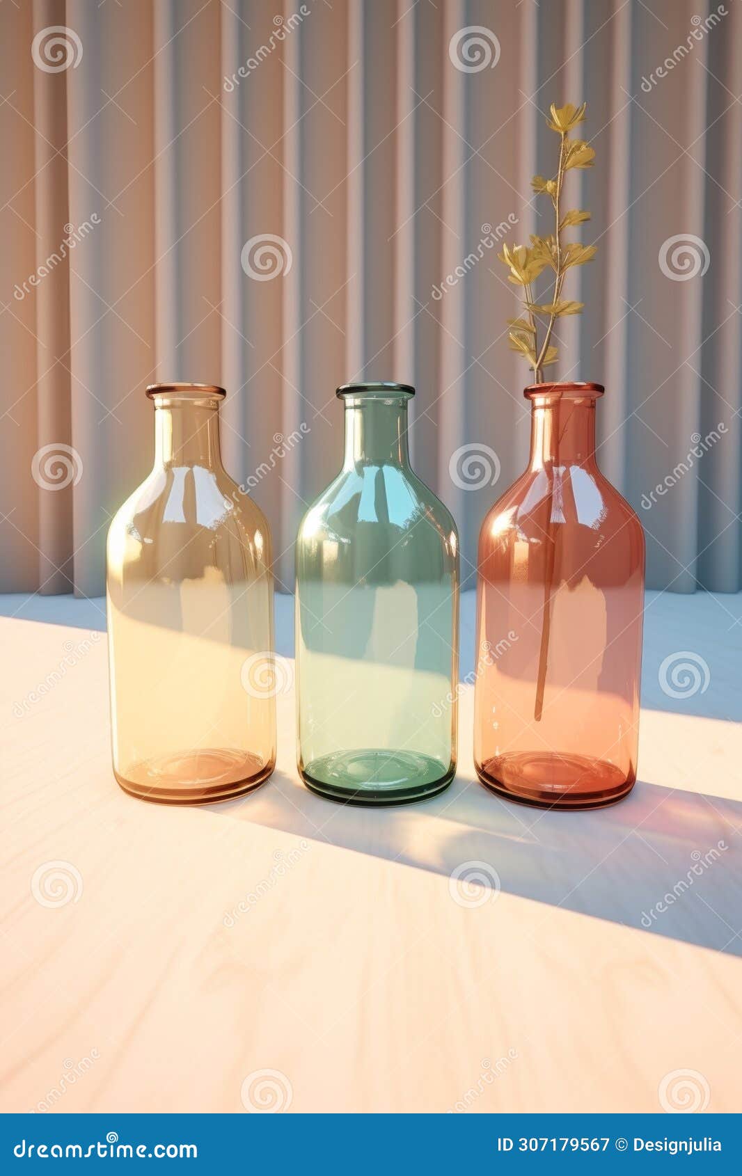 Minimalist Kitchen Glass Bottles with Solarization Effect, Daylight ...