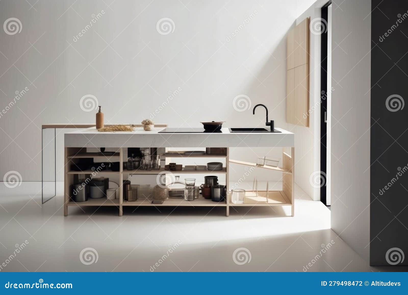A Minimalist Kitchen with only the Most Essential Items on Display, and ...