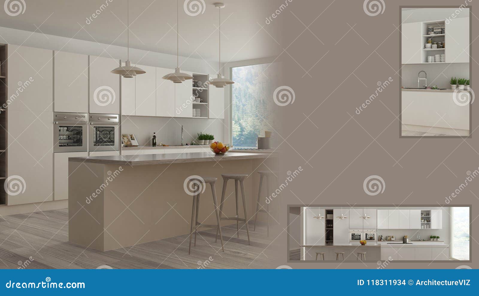 Minimalist Kitchen Presentation with Copy Space and Details Closeup ...