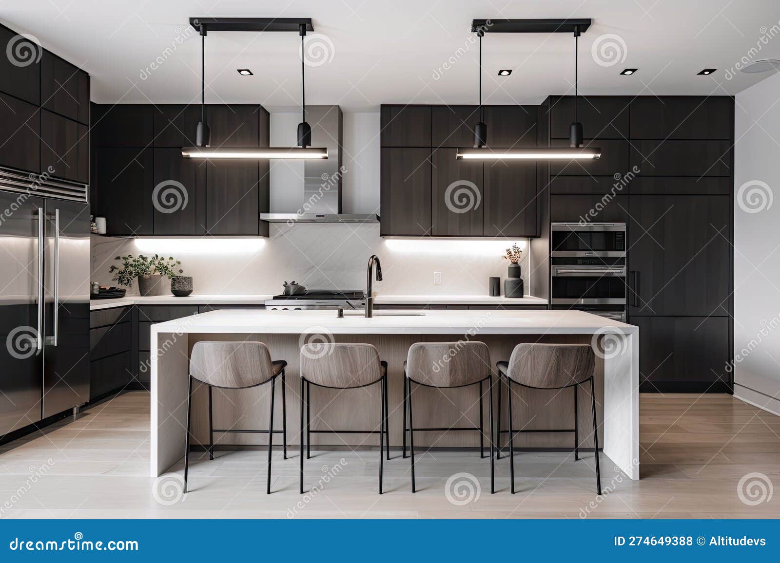 Minimalist Kitchen with Sleek Appliances, Clean Lines, and Statement ...