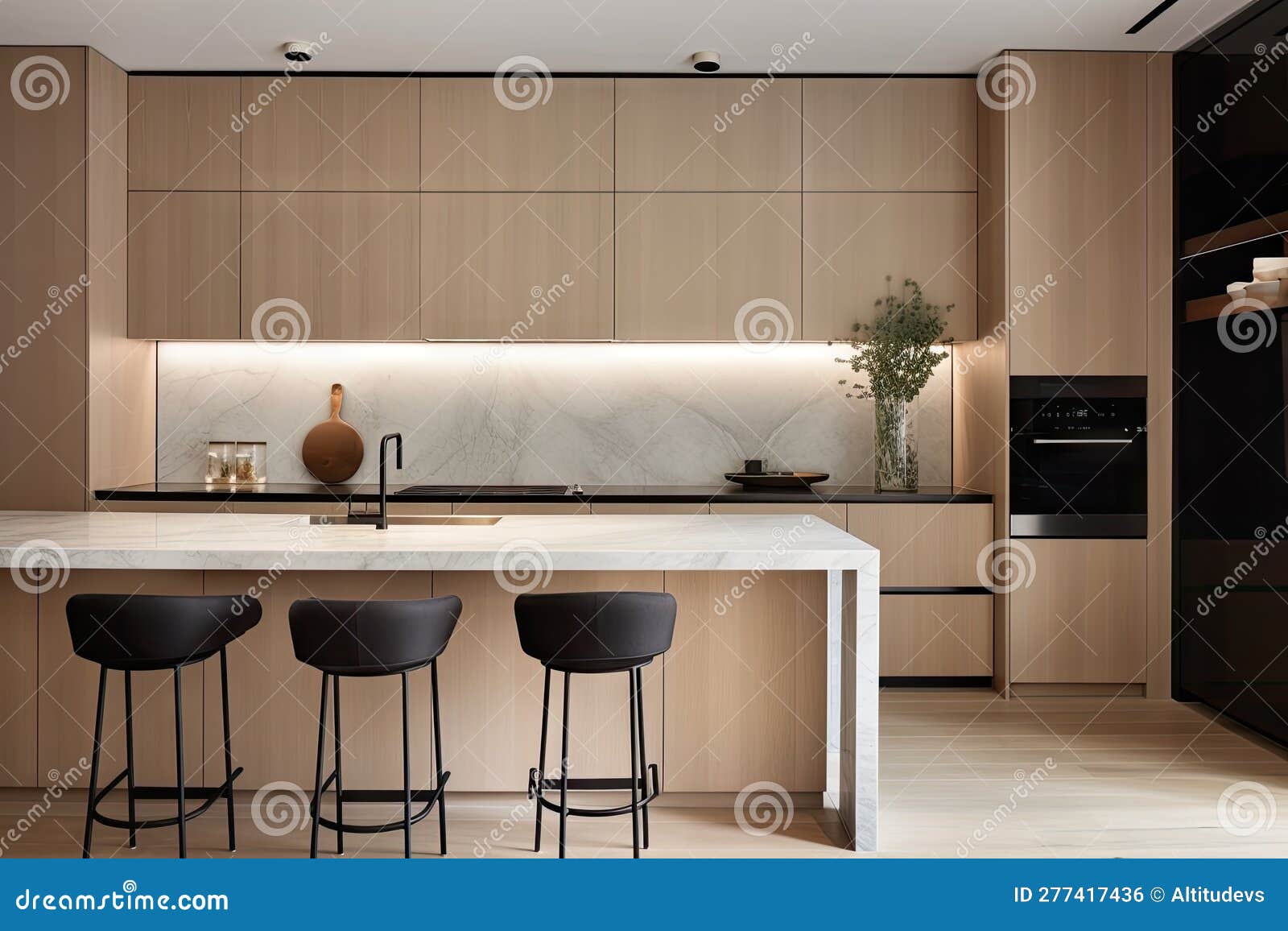 Minimalist Kitchen, with Sleek Appliances and Modern Cabinetry Stock ...