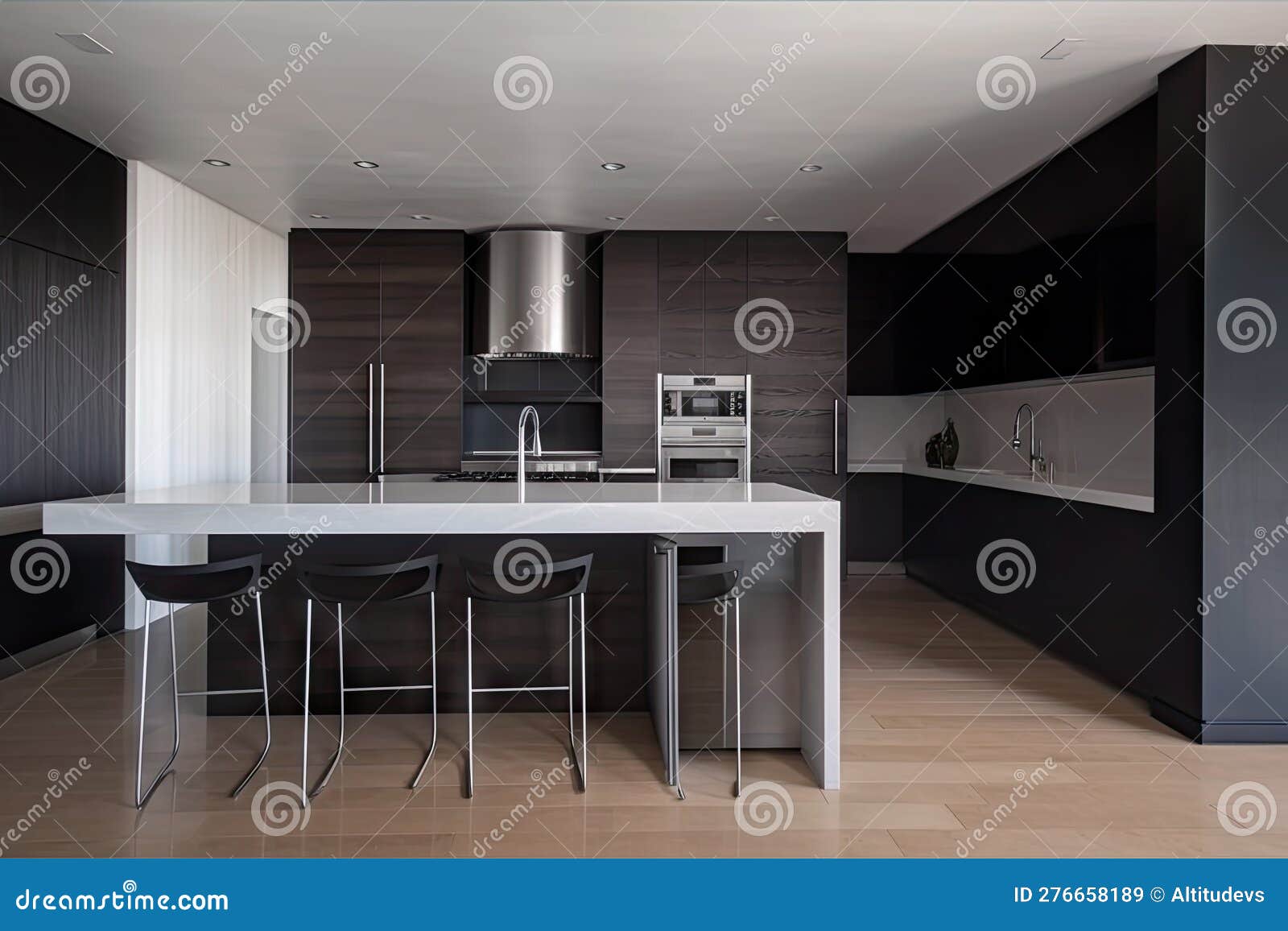 Minimalist Kitchen, with Sleek Appliances and Streamlined Countertops ...