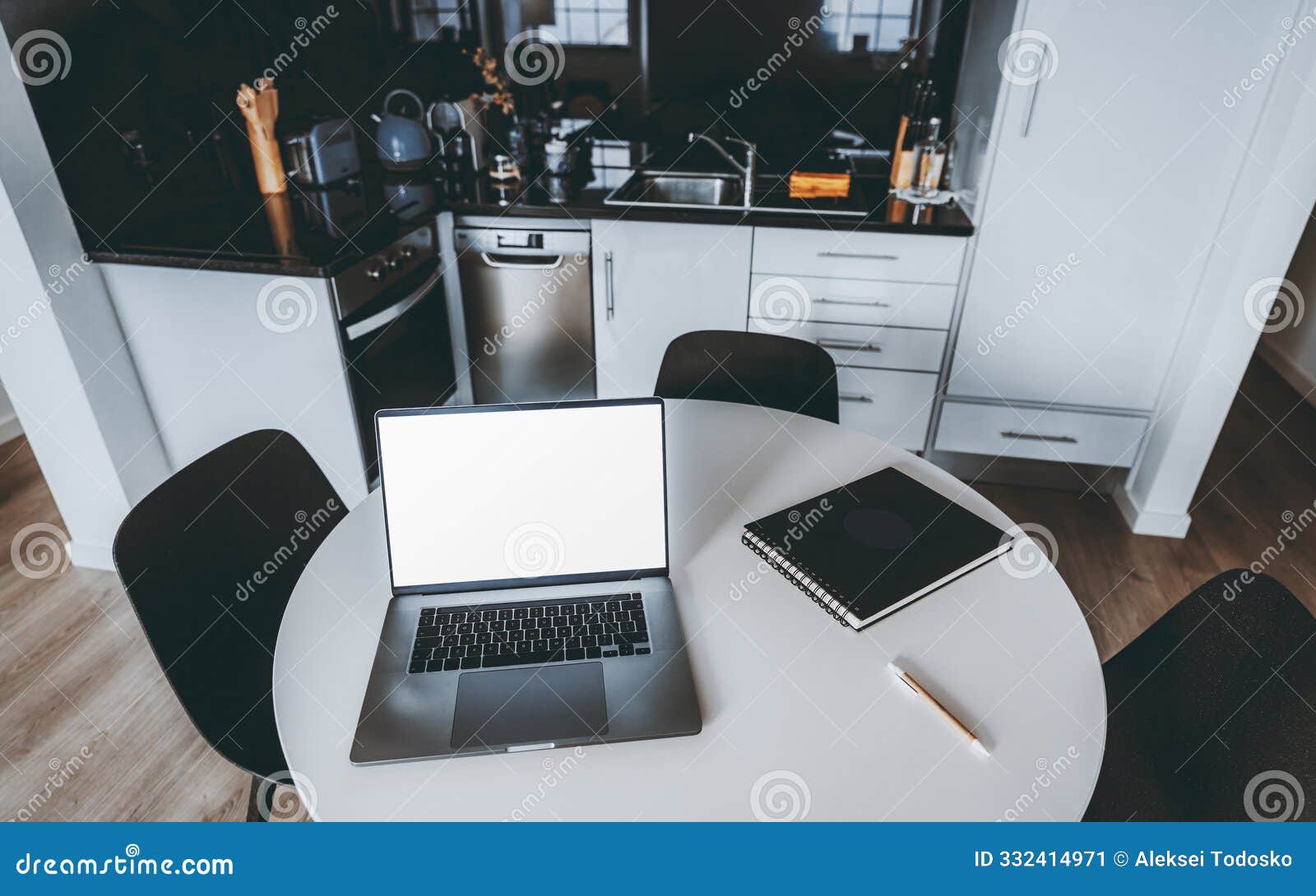 Minimalist Kitchen Workspace Setup Stock Image - Image of furniture ...