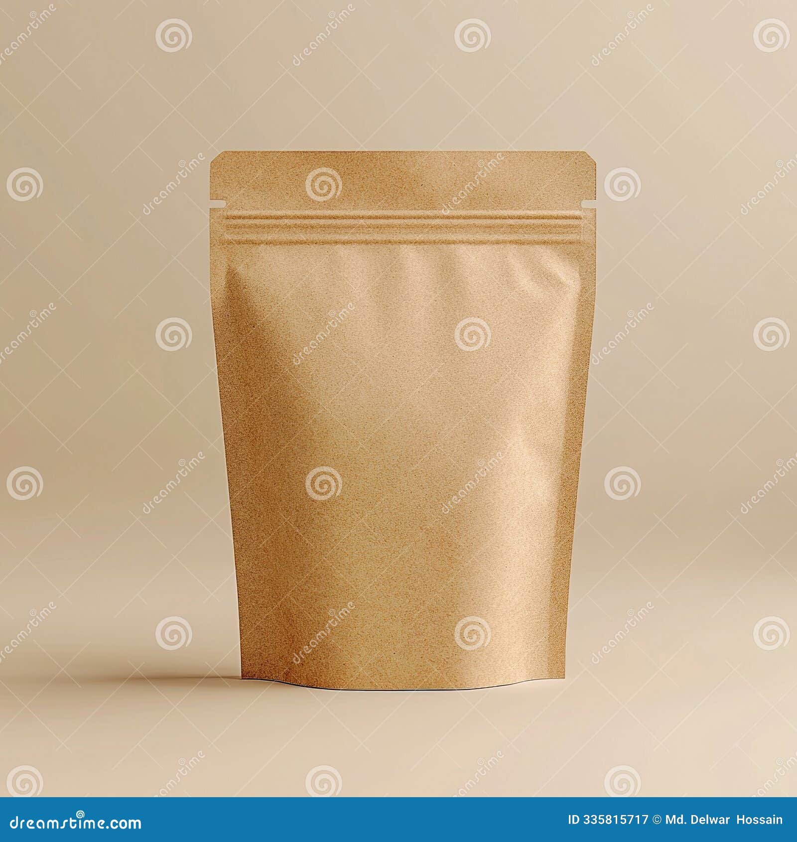Minimalist Kraft Paper Pouch Packaging on Neutral Beige Background ...