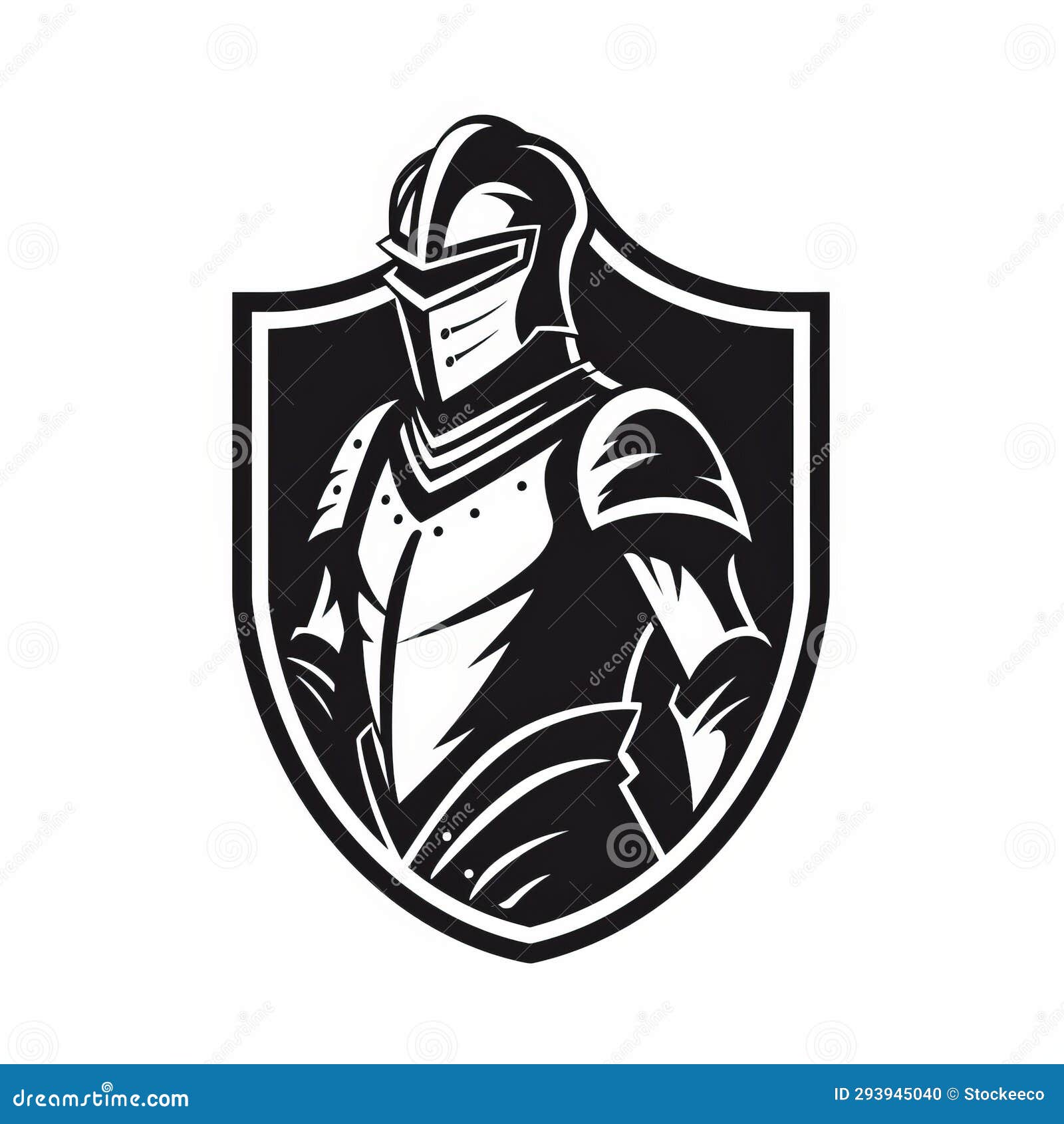 Bold and Striking Black and White Knight Logo Design Stock Illustration ...