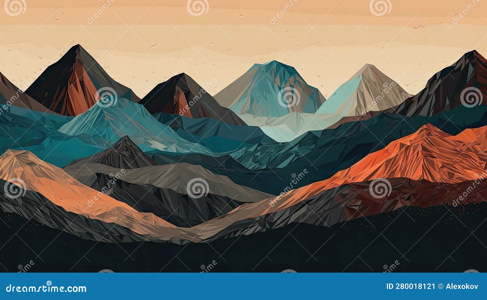 Minimalist Landscape Mountains for Boho Art. Stock Illustration ...