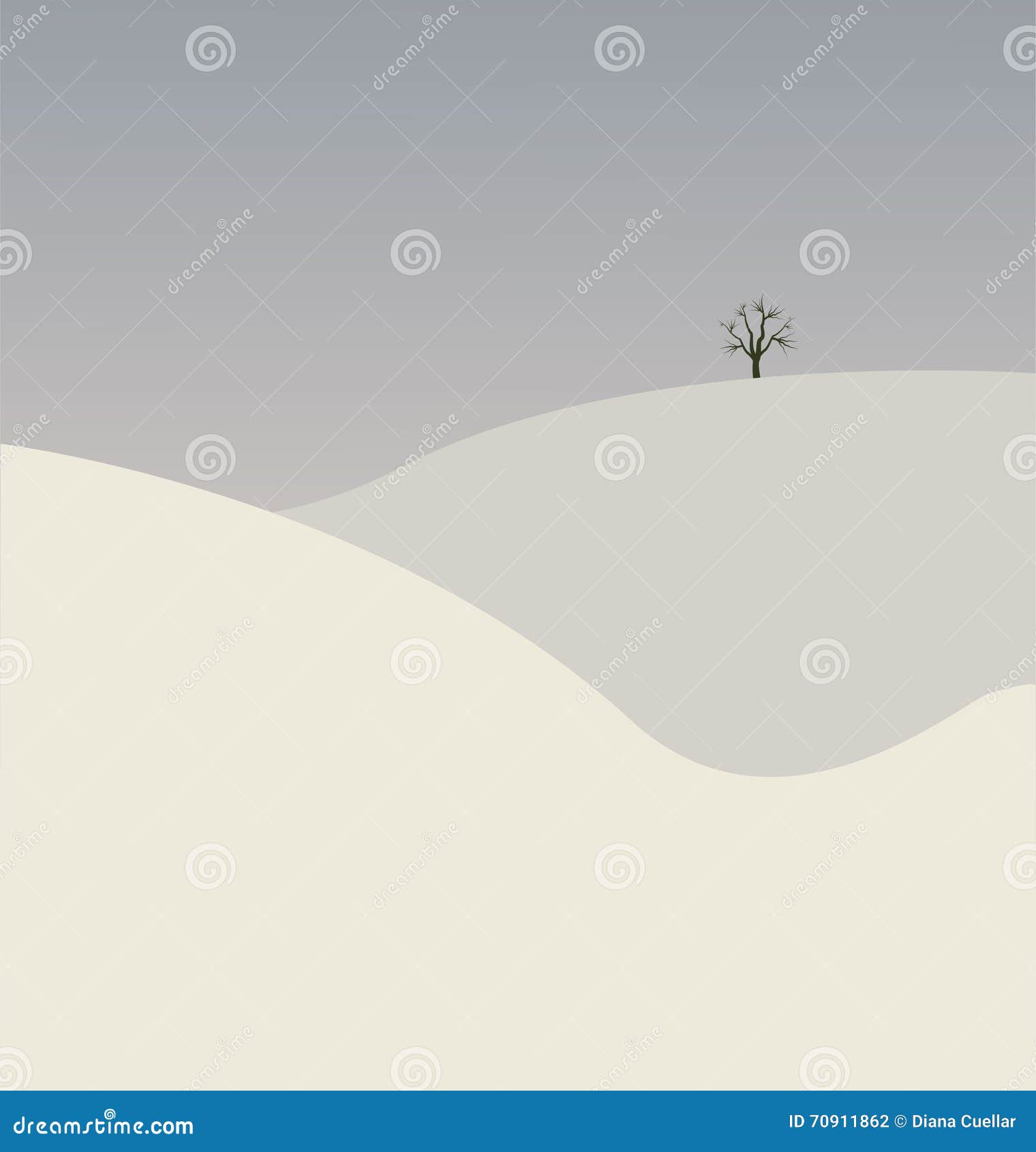 Minimalist Landscape with Tree Stock Vector - Illustration of vector ...