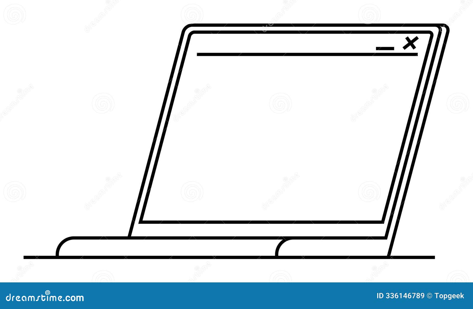 Minimalist Laptop with Browser Window on Screen in Simple Black Line ...