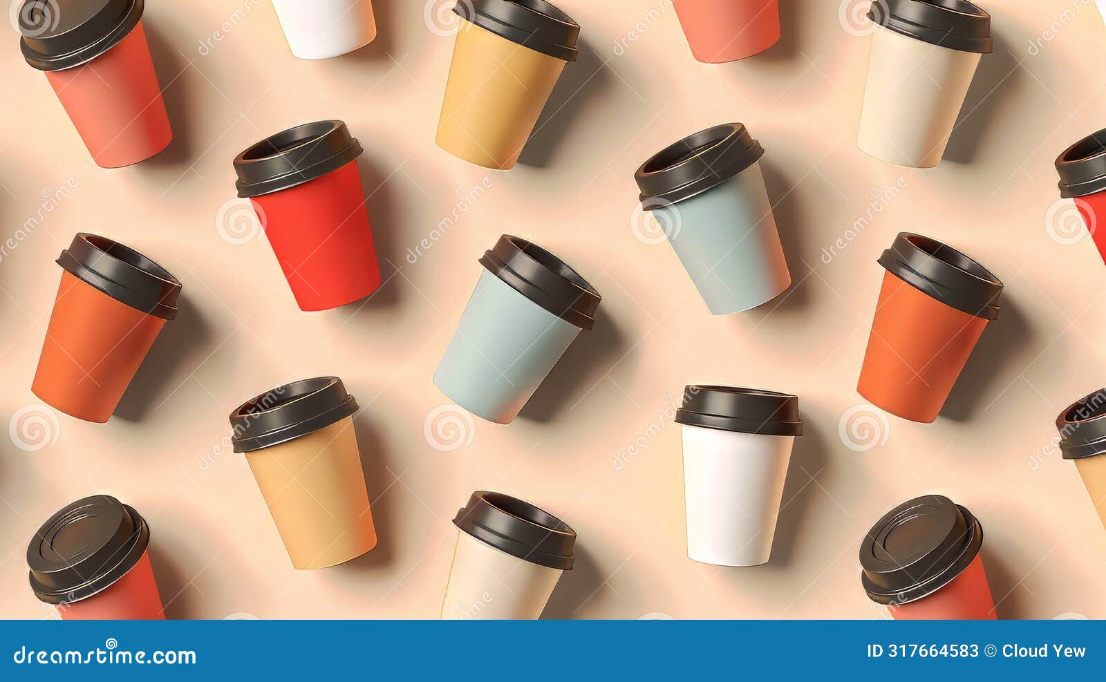Minimalist Layout Pattern Featuring Coffee Cups in Clean and ...