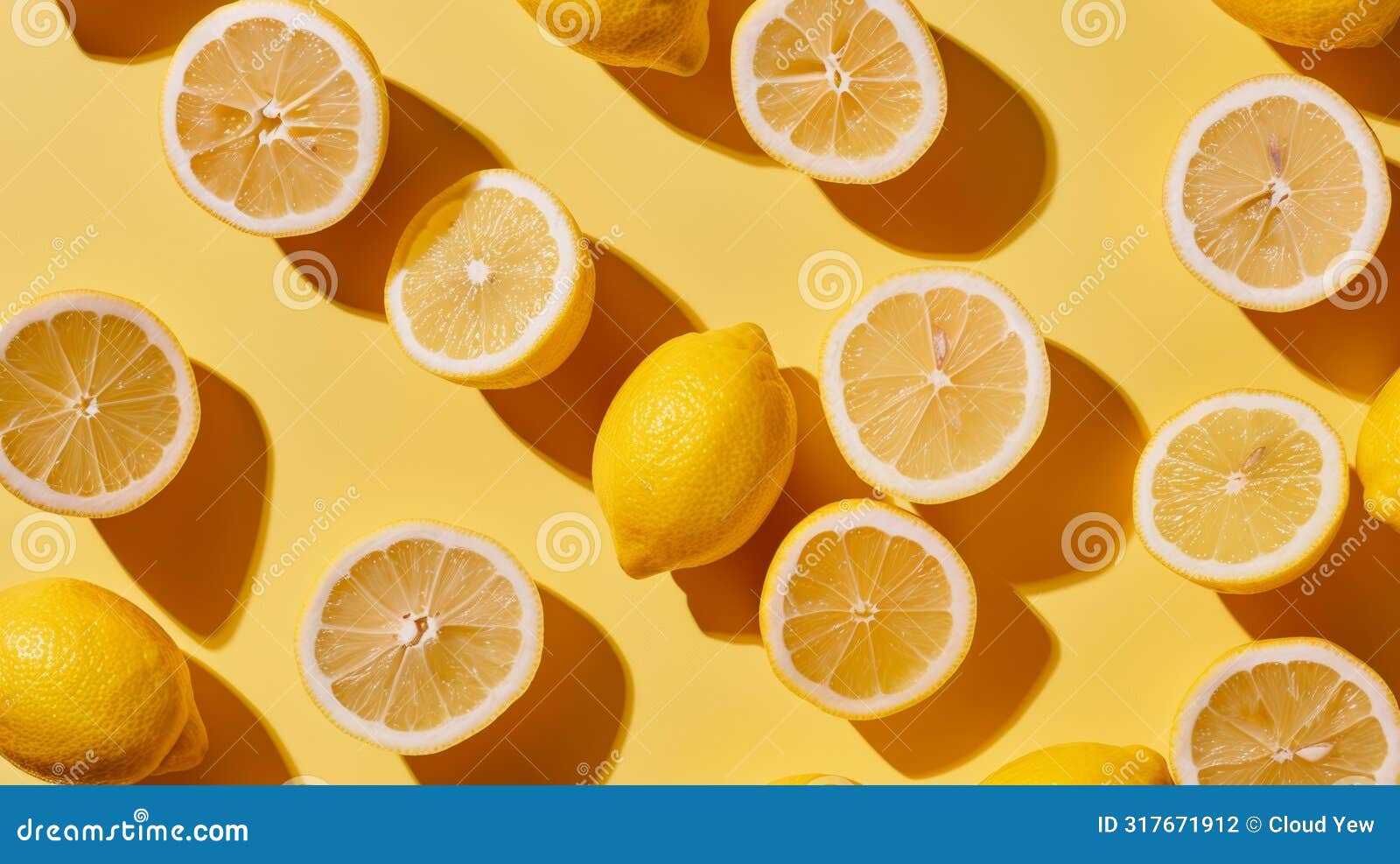 Minimalist Layout Pattern of Floating Lemon Slices in a Repetitive Design Stock Illustration ...