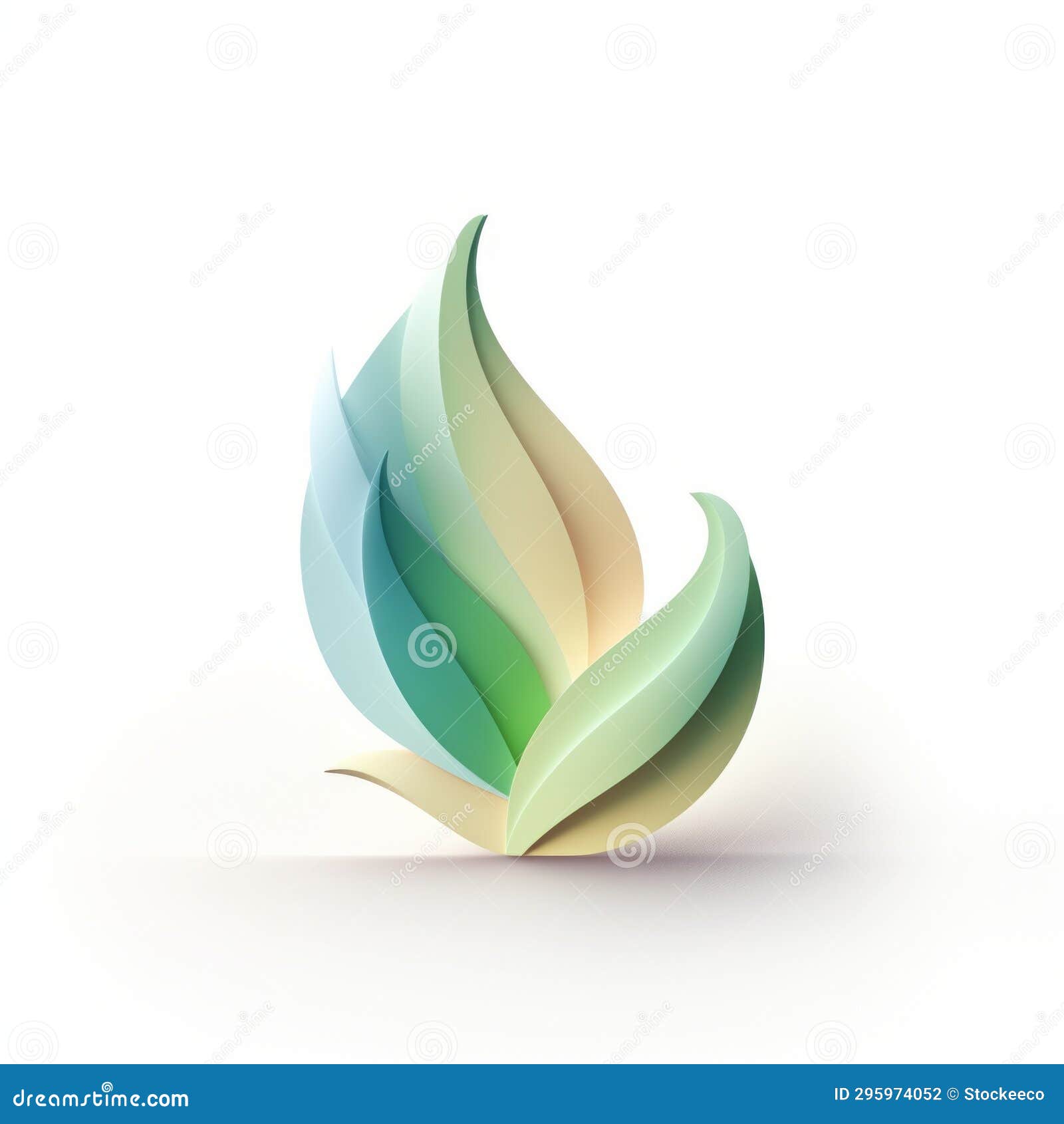 Minimalist Leaf Logo in Luminous 3d Style Stock Illustration ...