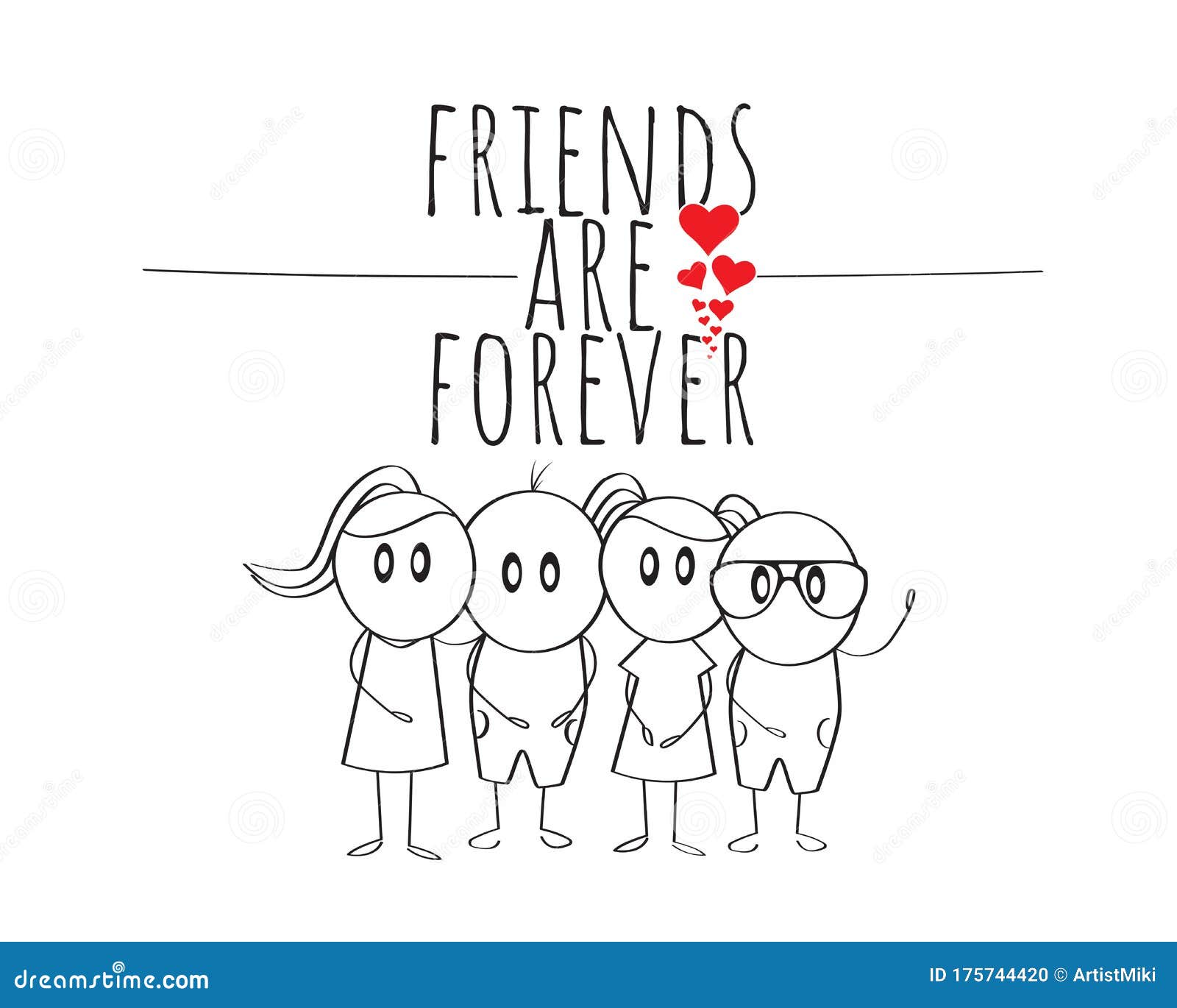 Friends are Forever, Vector. Kids Cartoon Silhouettes Stock Vector ...