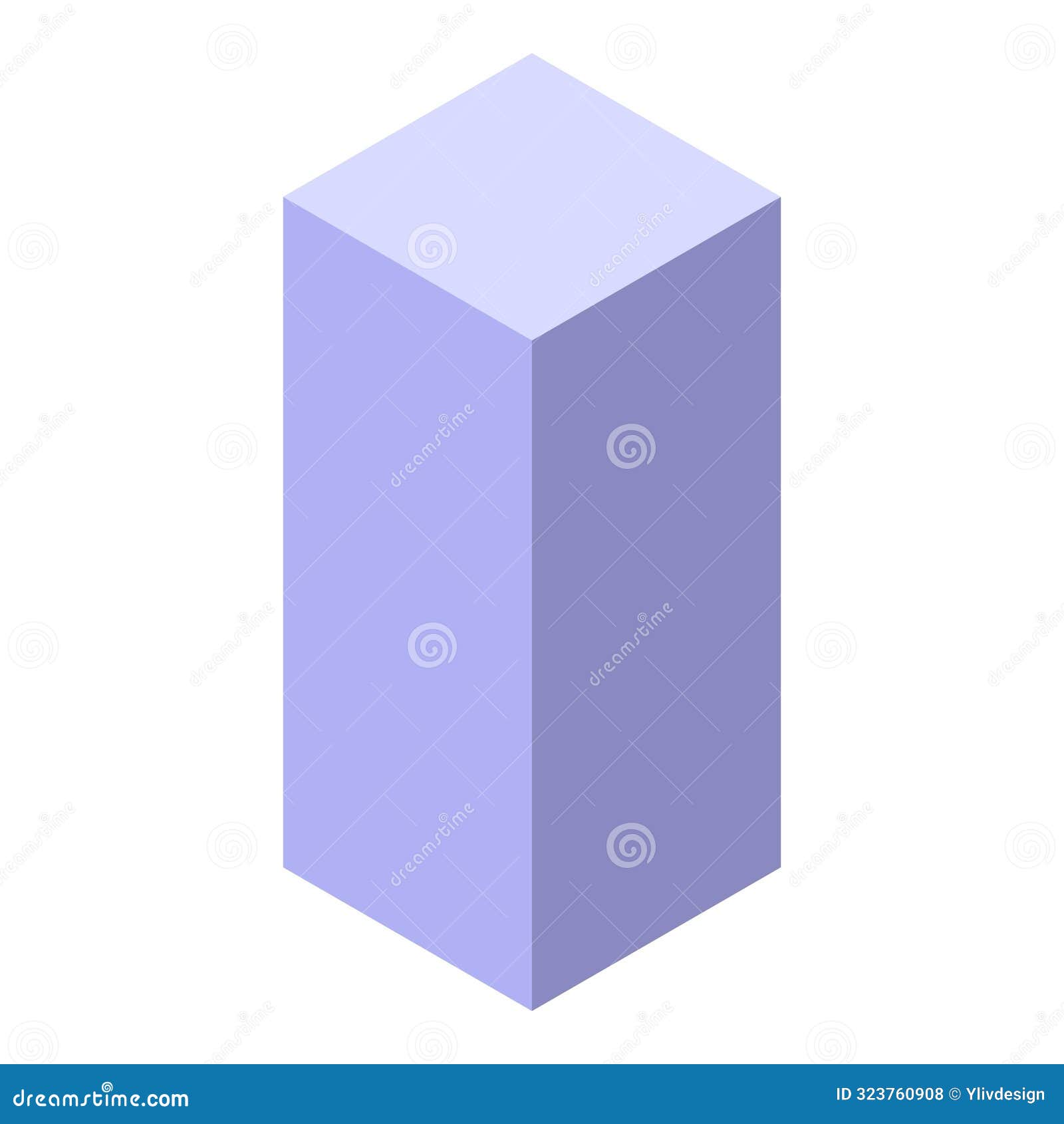 Minimalist Light Purple Rectangular Cube Standing Isolated on White ...
