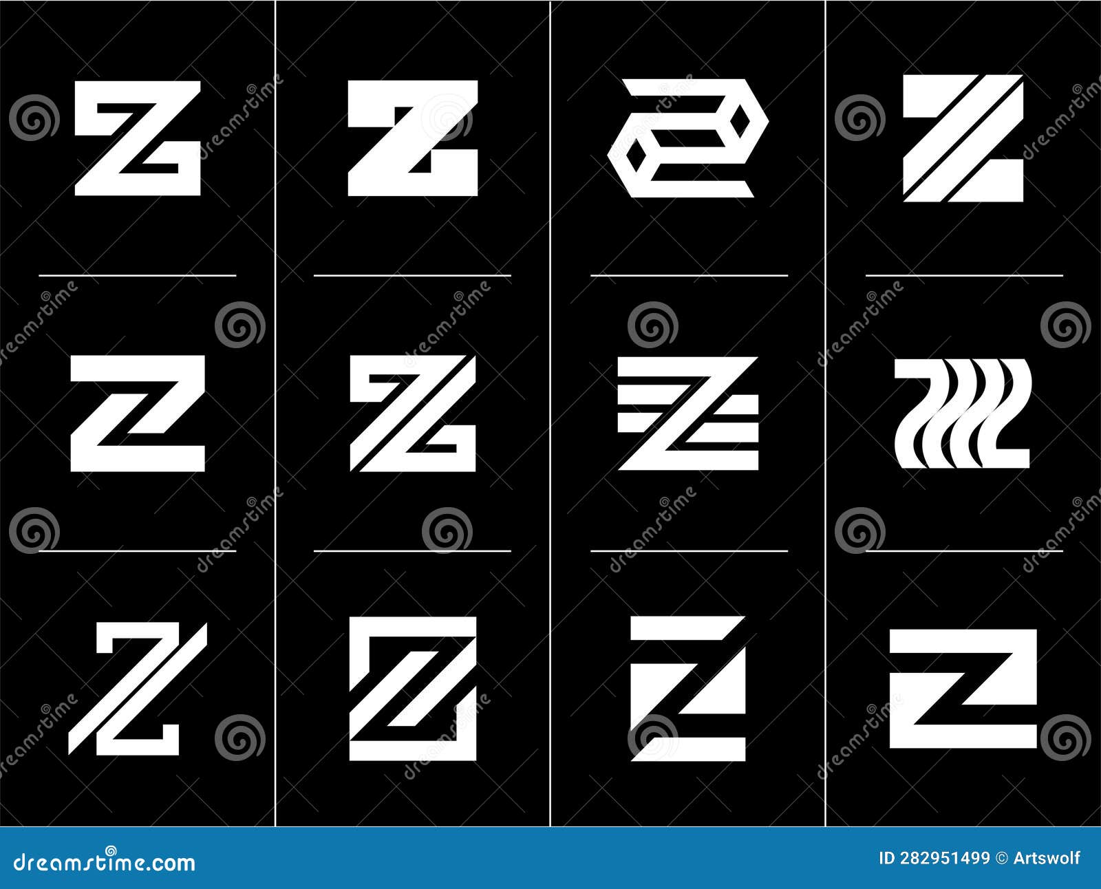 Minimalist Line Abstract Letter Z Logo Design Set. Modern Simple ...