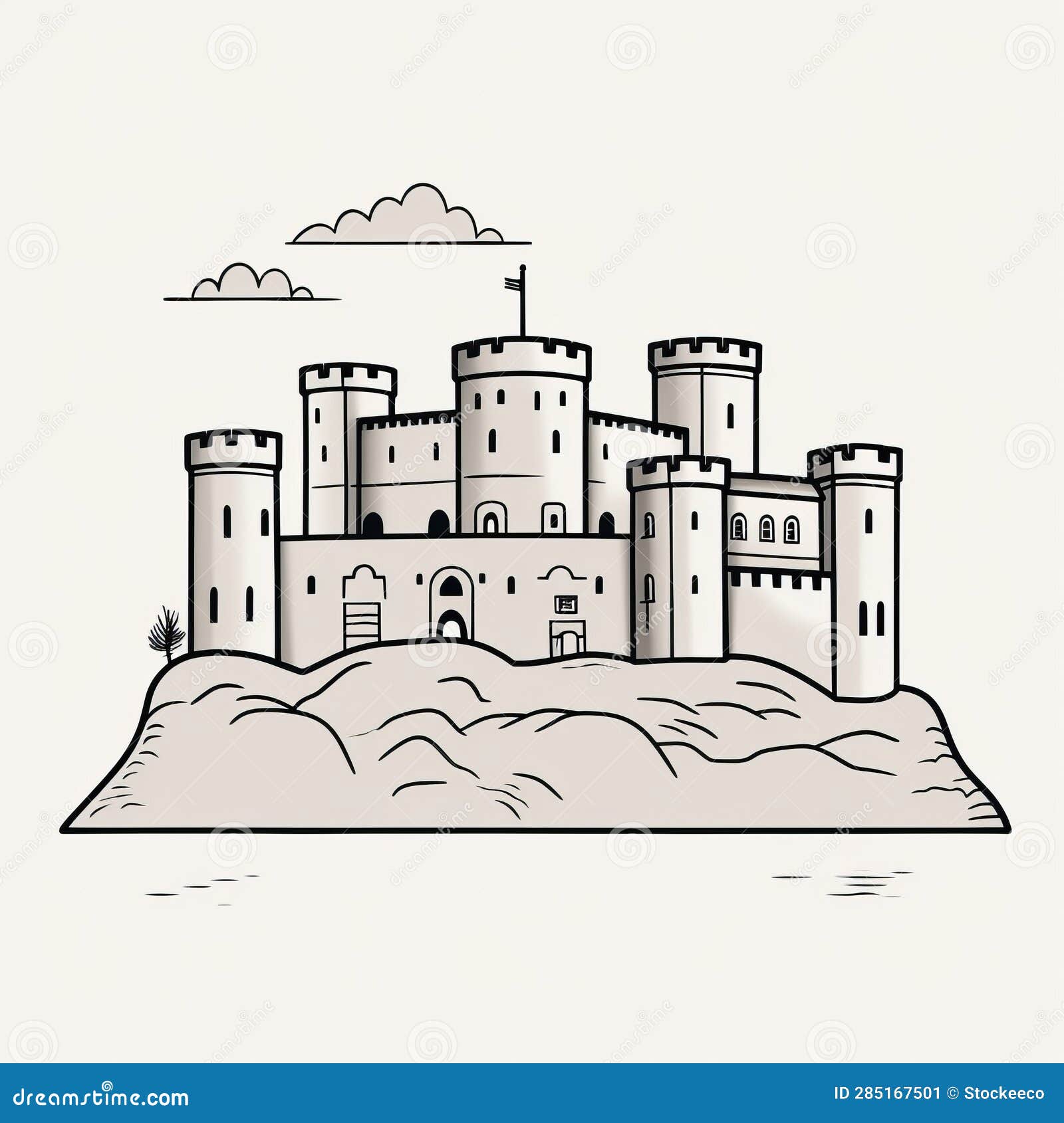 Minimalist Line Art of Clitheroe Castle: Capturing the Essence of Form ...