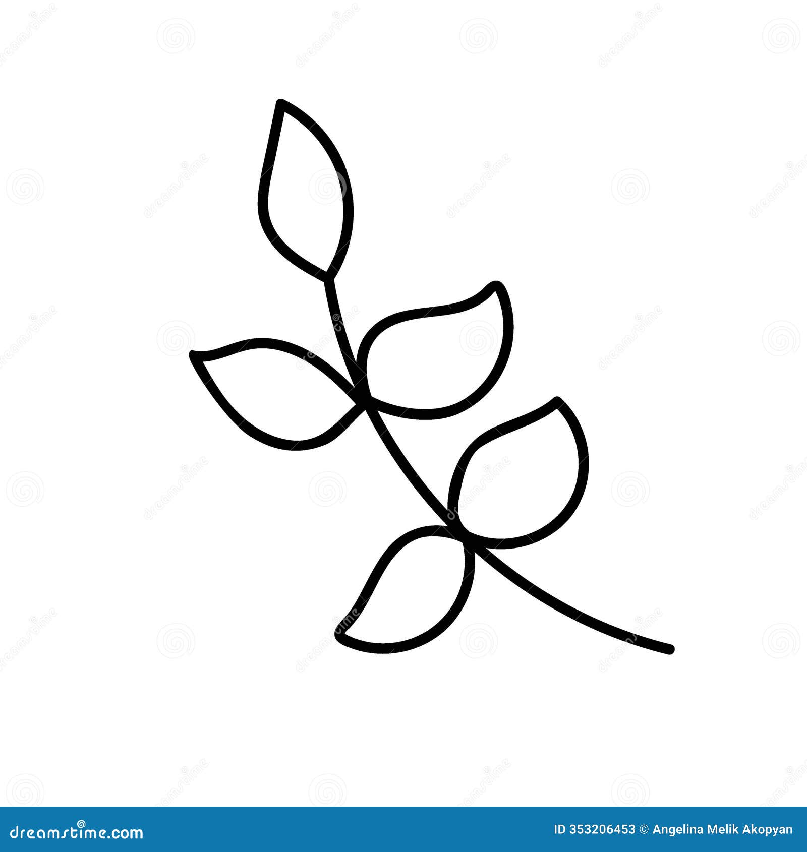 Minimalist Line Art of a Leaf Branch Suitable for Various Design ...