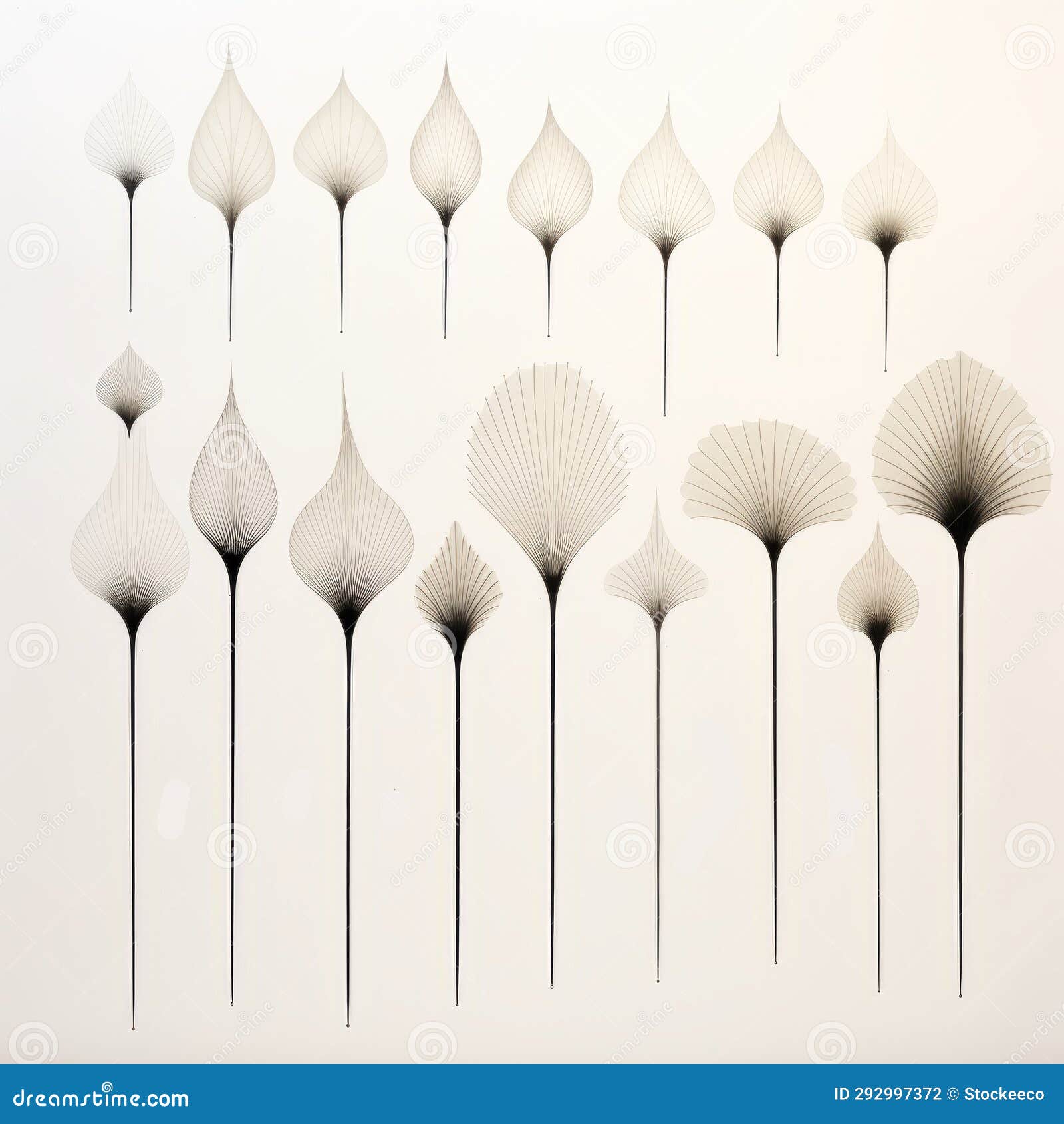 Minimalist Line Drawing of Drooping Leaves in White Stock Illustration ...