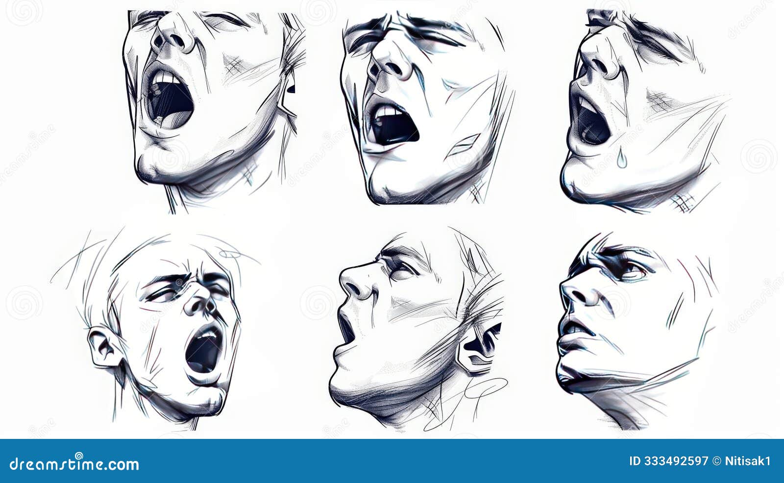 Minimalist Line Drawing Facial Expressions Set Stock Illustration ...