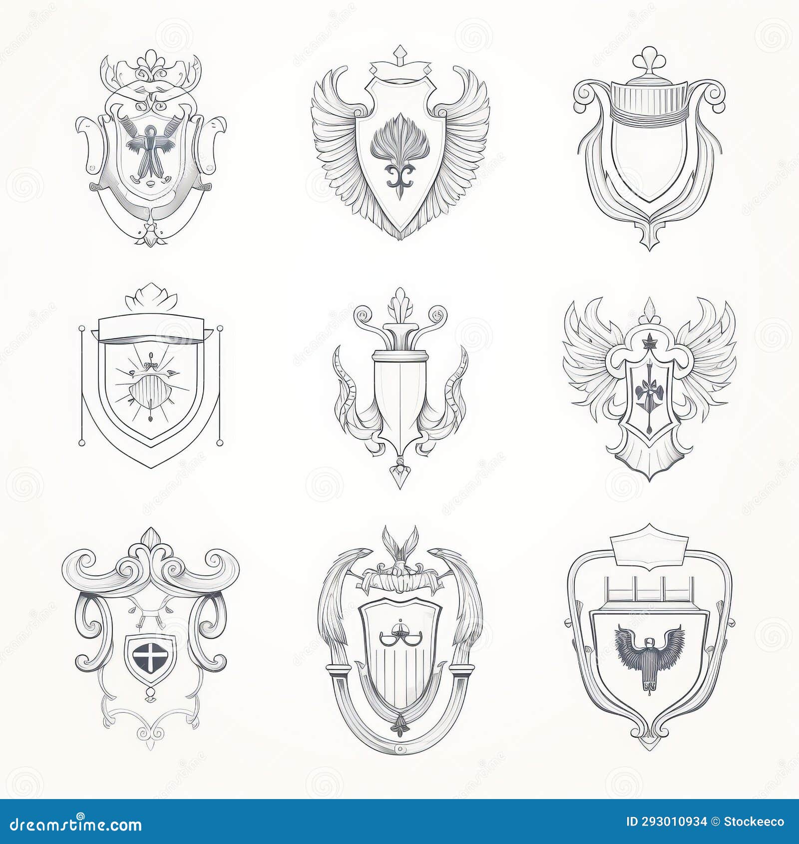 Royal Shields, Nobility Heraldry Coat Of Arms Vector Set ...