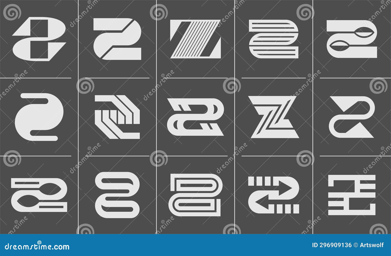 Minimalist Line Flat Letter Z Logo Icon Design Set Stock Illustration ...