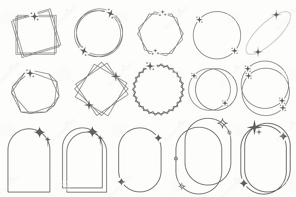 Minimalist Line Frames in Trendy Retro Style. 00s Y2k Aesthetic Stock ...
