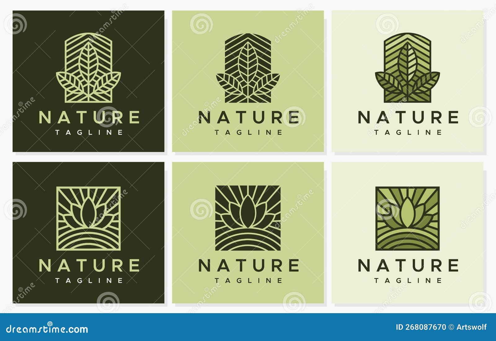 Minimalist Line Leaf Logo Design Template Set. Nature Leaf Logo Graphic ...
