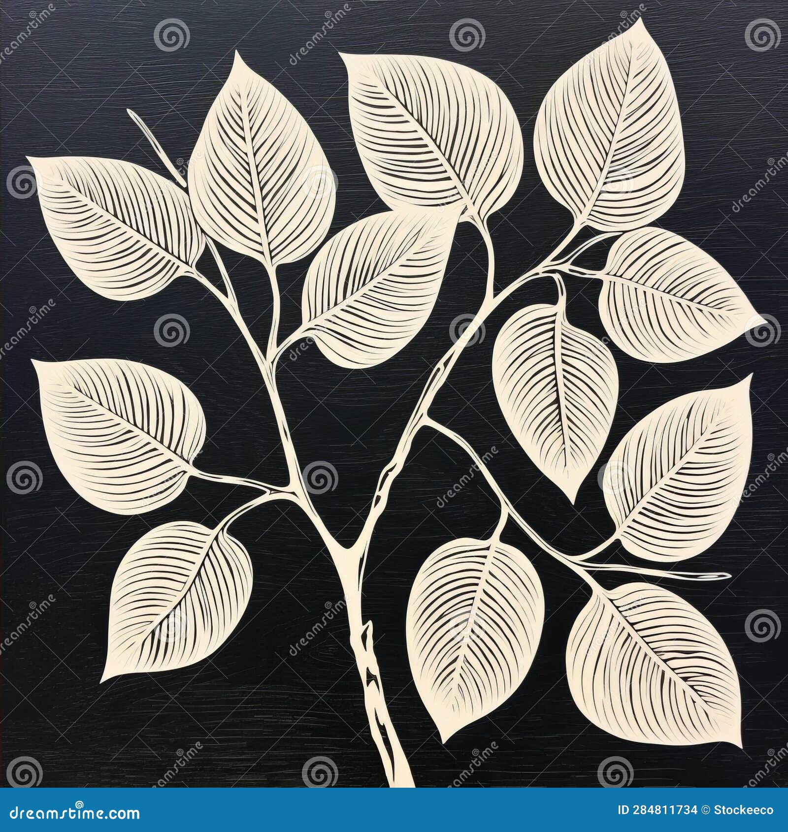 Minimalist Linocut Artwork Of A Lowland Landscape Design Royalty-Free ...