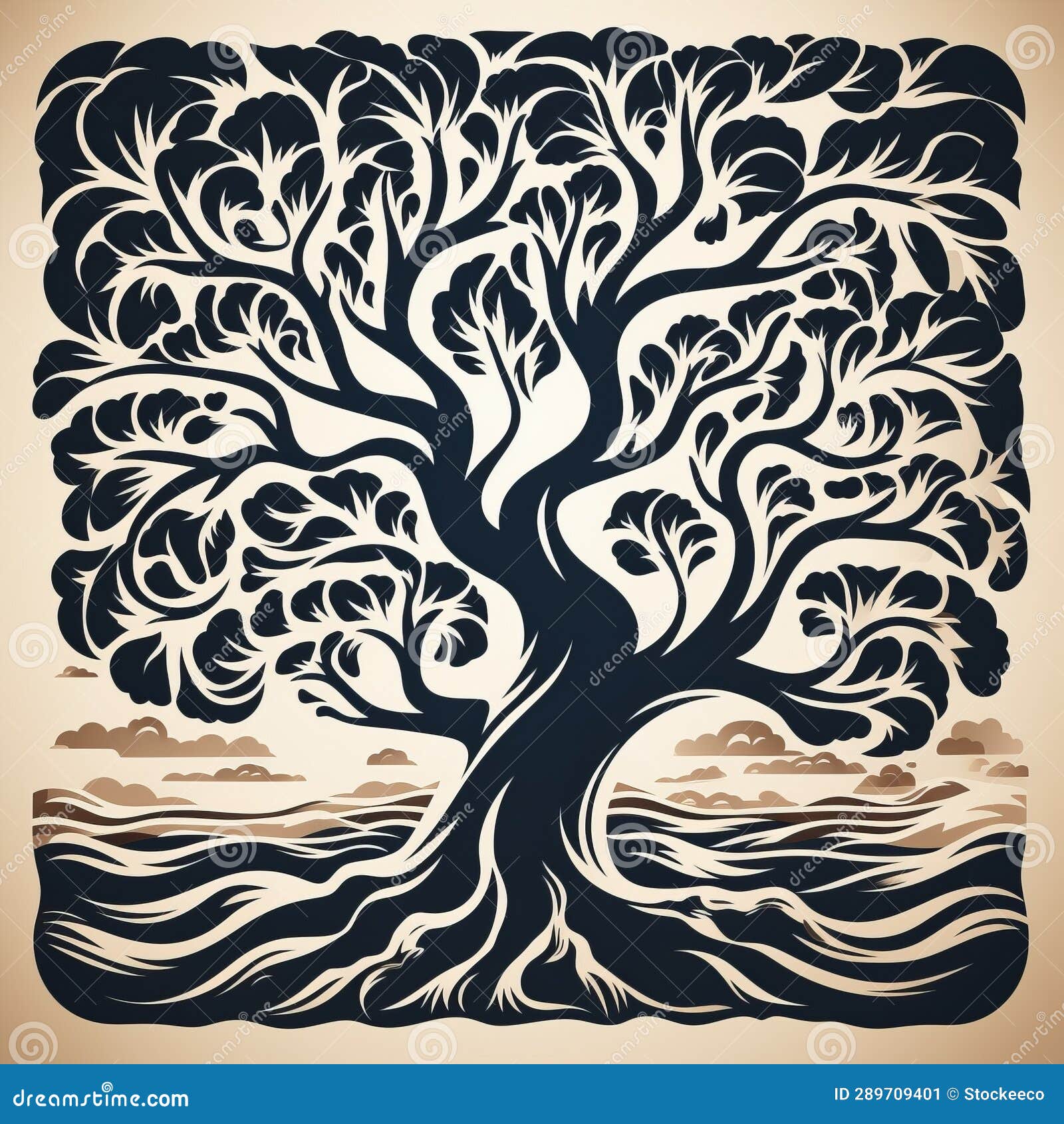 Minimalist Linocut Art: Creating a Simple, One-color Teak Design Stock ...