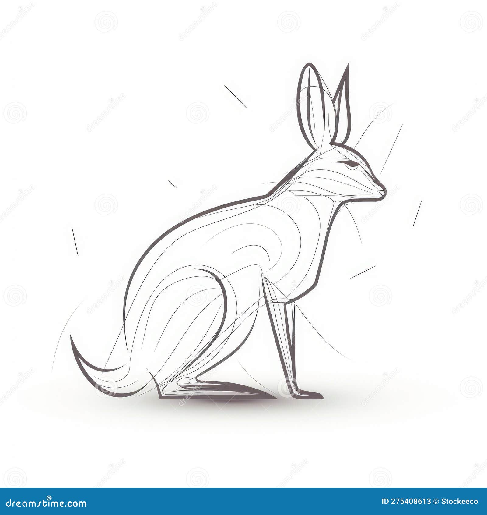 Minimalist Little Hare Wallaby Drawing Stock Illustration ...