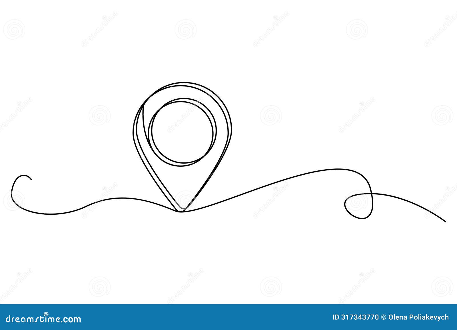 Minimalist Location Pin Vector. Continuous Line Drawing. Navigation ...