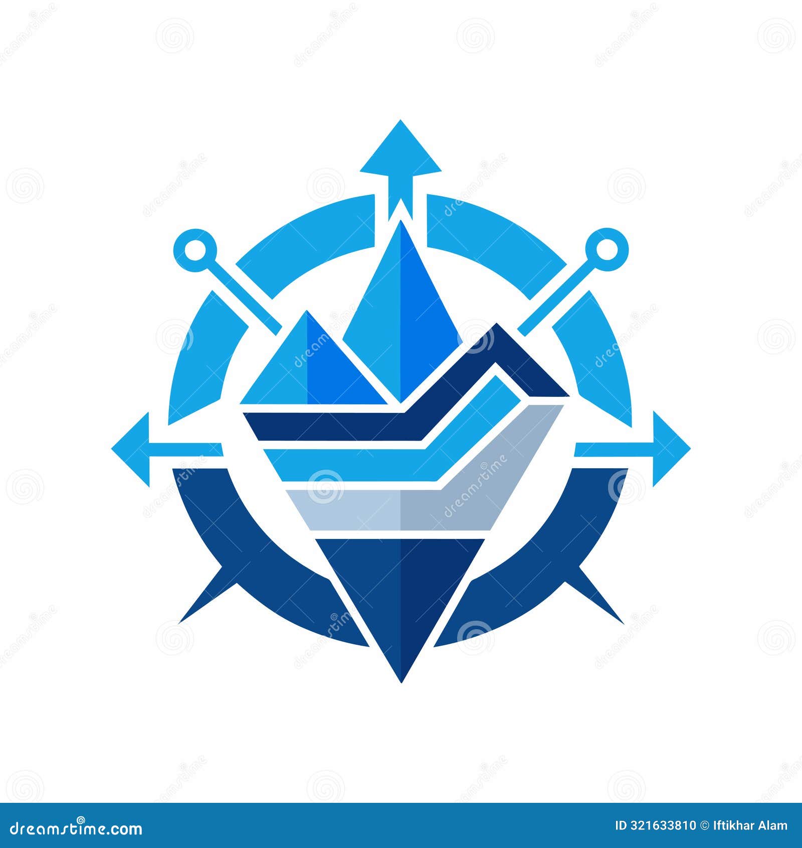 A Minimalist Logo Featuring a Blue and Gray Compass with an Arrow ...