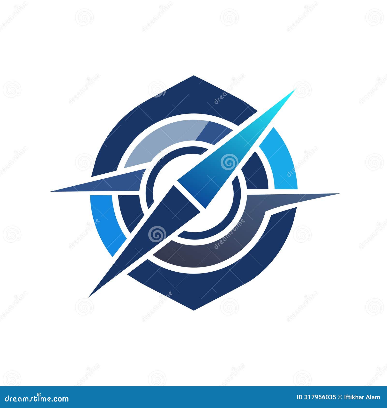 A Minimalist Logo Featuring a Blue and White Compass Design, a ...