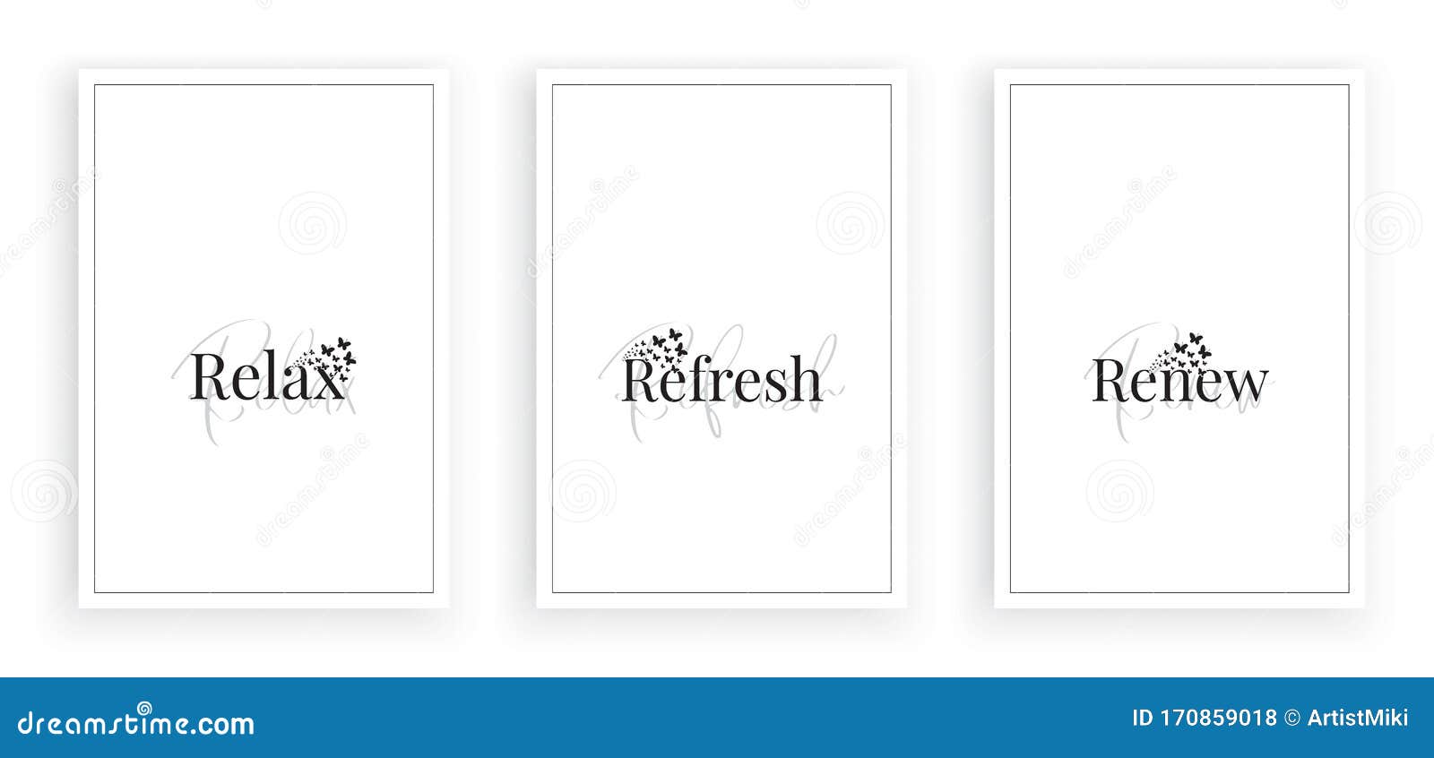 Relax, Refresh, Renew, Vector. Scandinavian, Minimalist Art Design ...