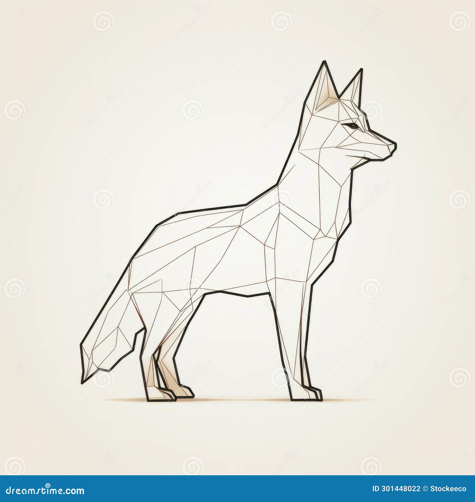 Minimalist Low Poly Geometric Design of a Silhouette Fox Stock ...