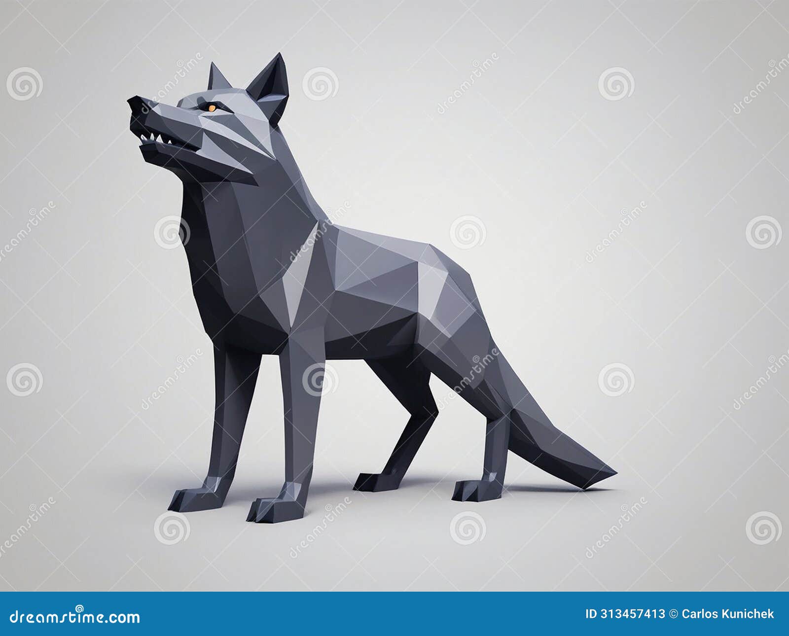 Minimalist Low Poly Wolf - Generated by Ai Stock Illustration ...