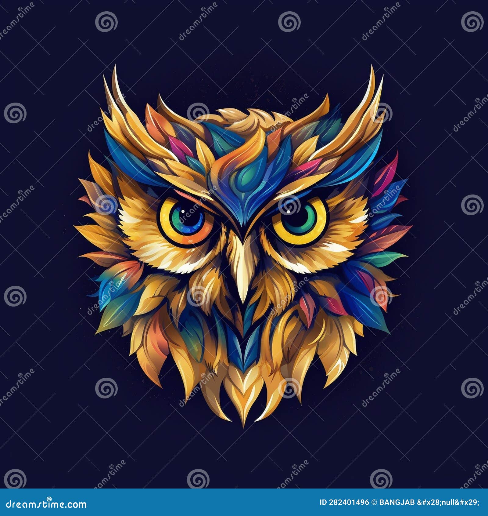 Minimalist Luxury Colored Owl 2D Logo Illustration Stock Illustration ...